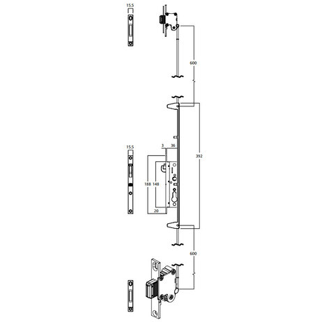 3 POINT LOCK ACCESSORY KIT 8654 PROJECTION BOLT BLACK | Lock Kits ...